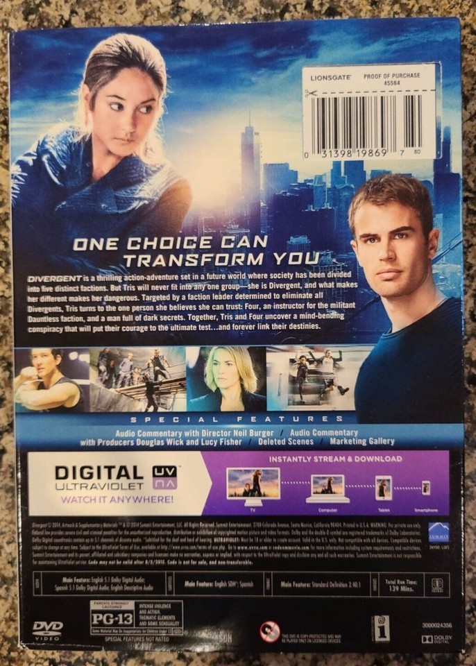 Divergent (2014, DVD) Digital Ultraviolet | eBay