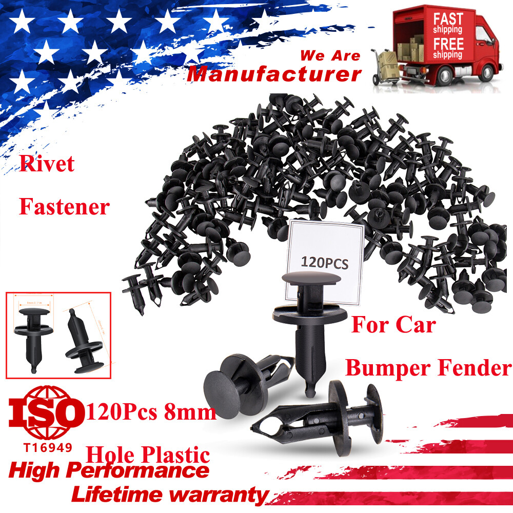 120pcs Nylon Push Type Retainer Clips For 8mm Hole GM 21030249 Chrysler ...