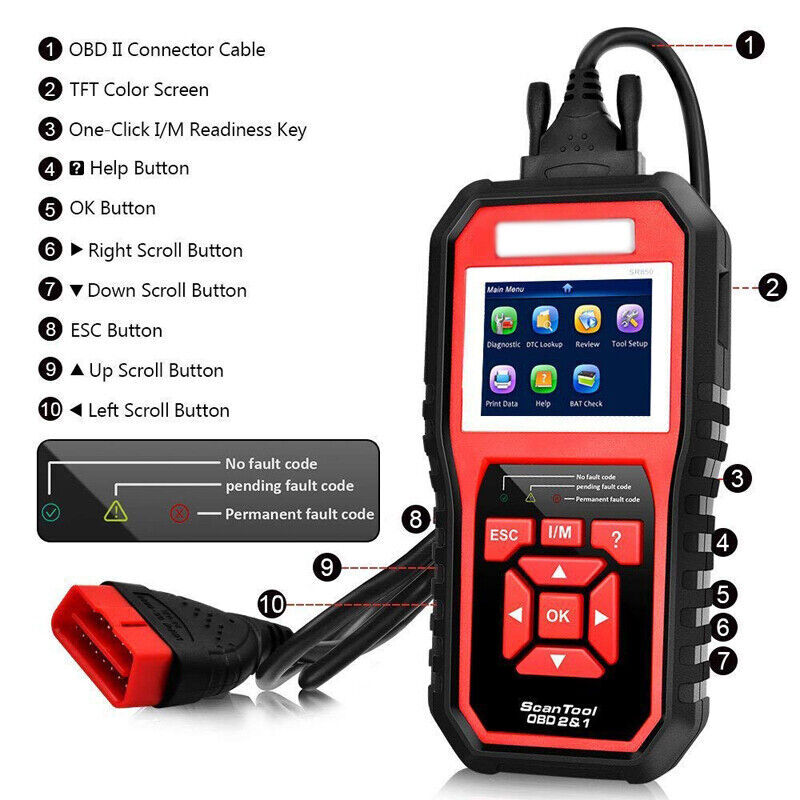 Universal ODB OBD2 Auto Car Diagnostic Tool Scanner KW850 Automotive ...