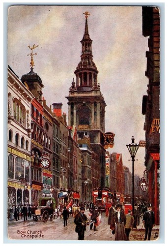 c1910 Bow Church Cheapside Clock Bus Carriage Oilette Tuck Art Postcard ...