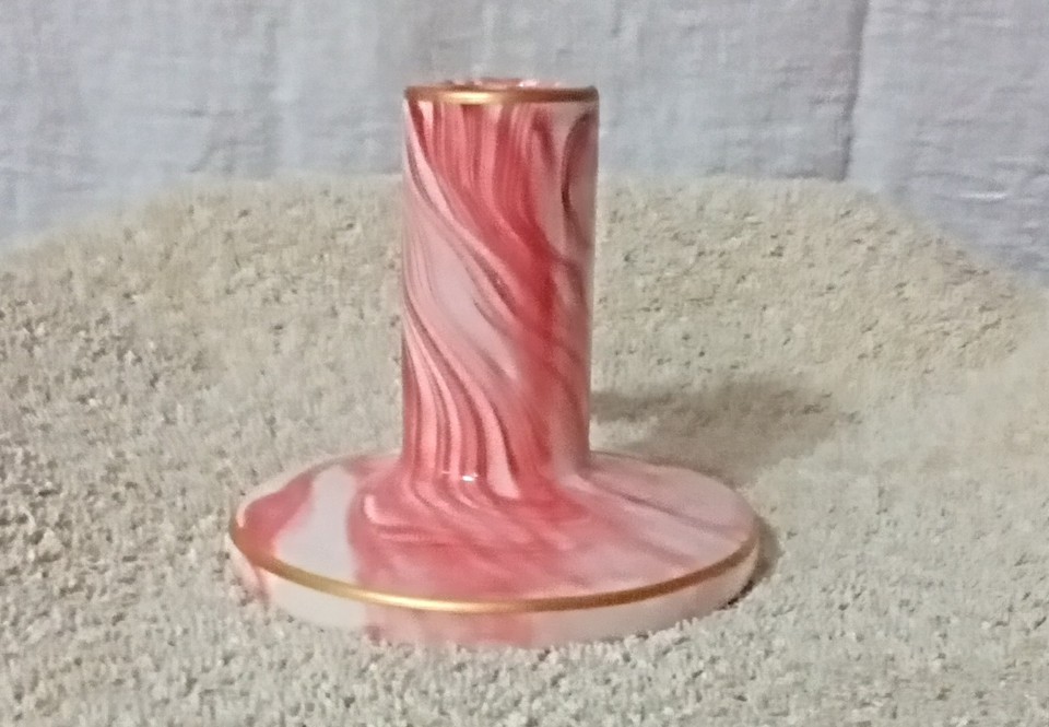 Threshold Ceramic Marbled Red & White Taper Candle Holder With Gold ...