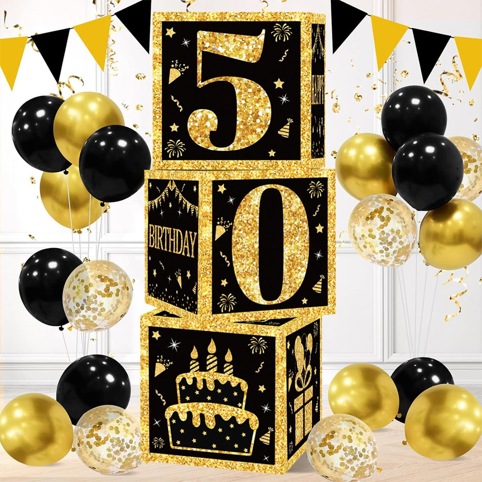 QIFU 50Th Birthday Decorations Boxes for Men Women - 3Pcs 50Th Birthday ...