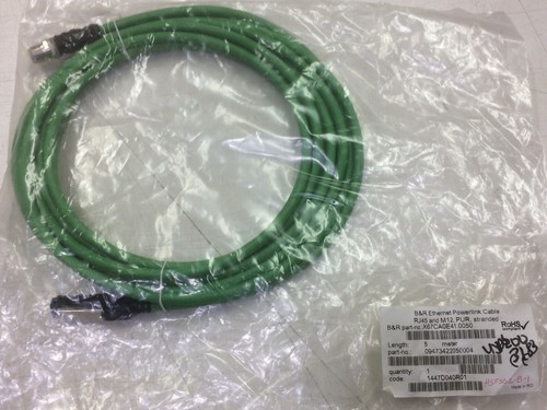 B&R 5M LONG RJ45 TO M12 ETHERNET POWERLINK CABLE INDUSTRIAL HIGH ...