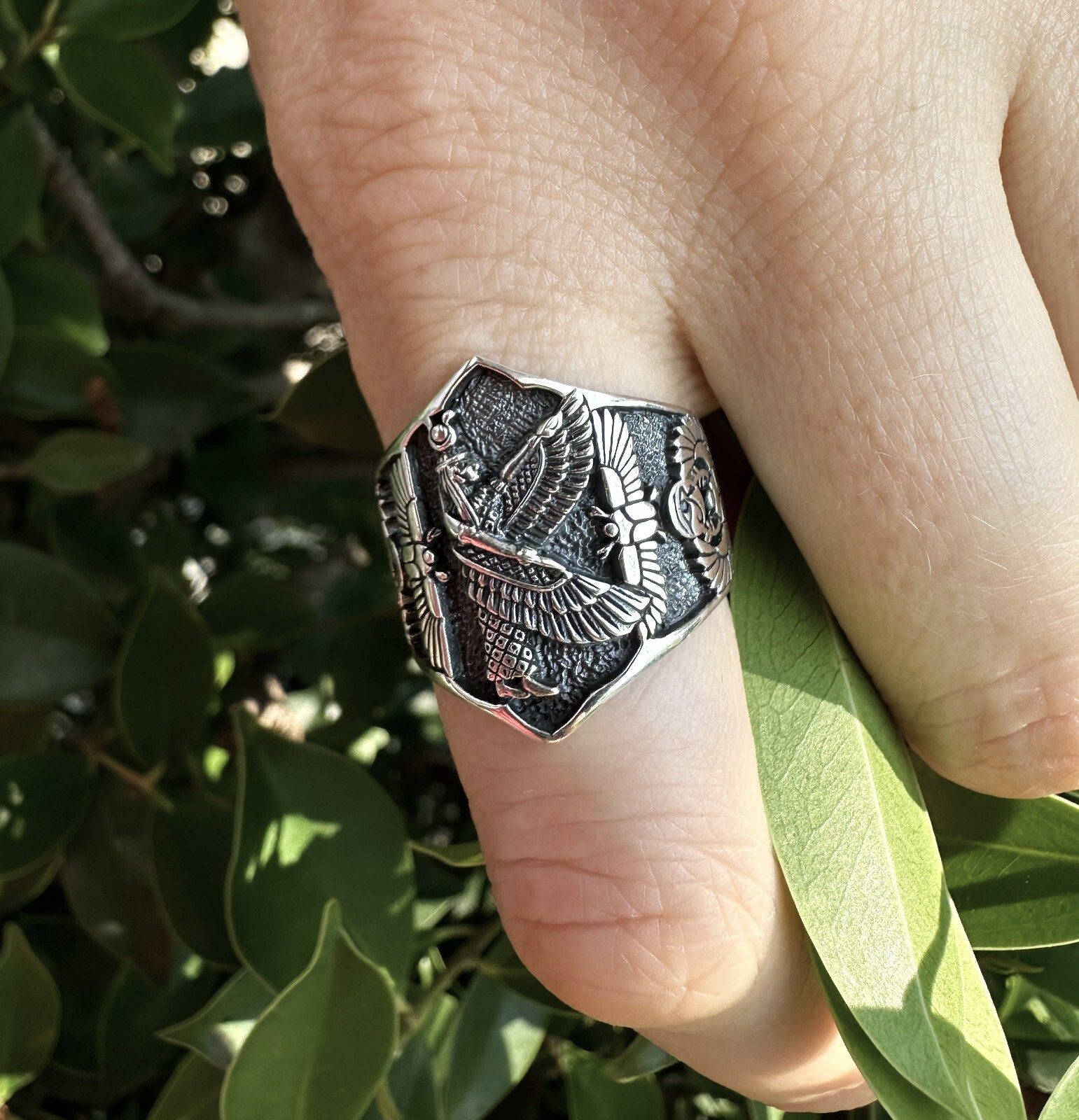 Hathor Goddess Ring 925 Sterling Silver Mother of Horus and Ra Scarab ...