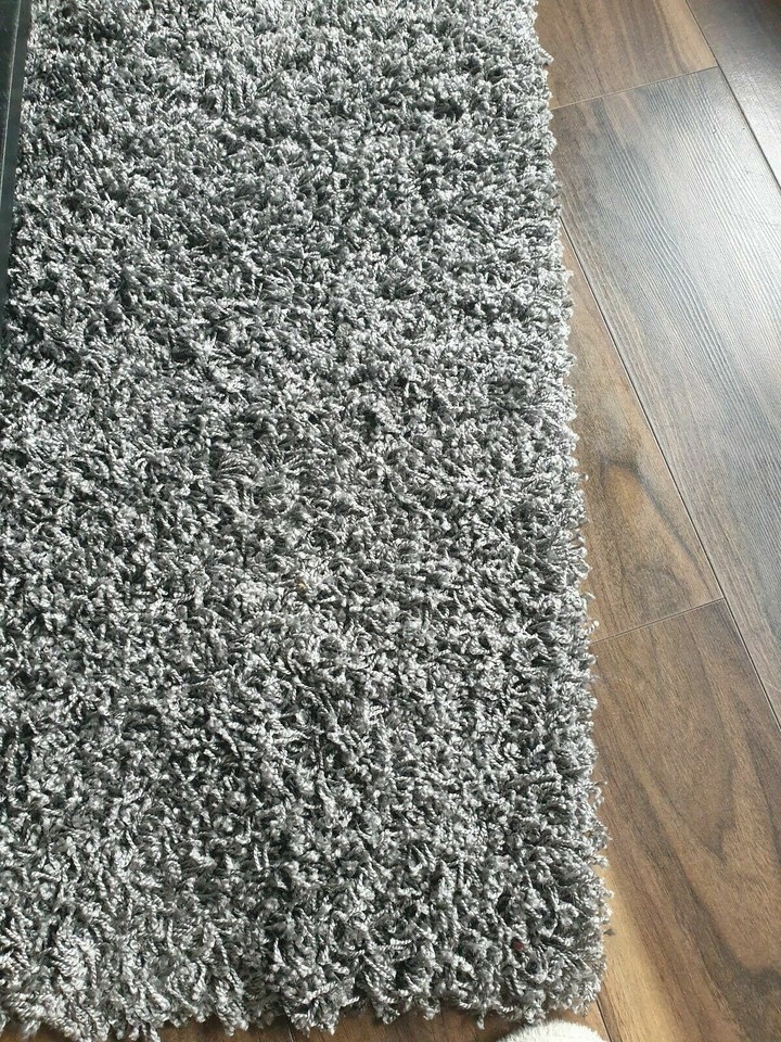 X LARGE GREY SHAGGY RUG SOFT FLUFFY PLAIN THICK 5CM FLOOR CARPET RUG ...