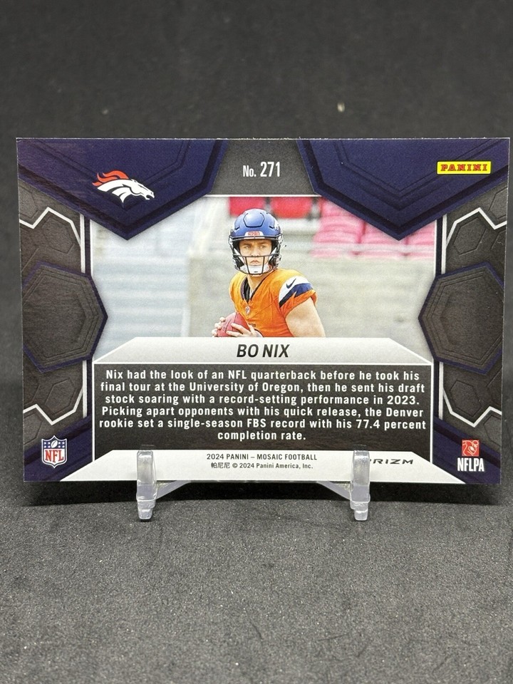 2024 Mosaic BO NIX #271 Rookie NFL Debut Reactive Yellow PRIZM Denver ...