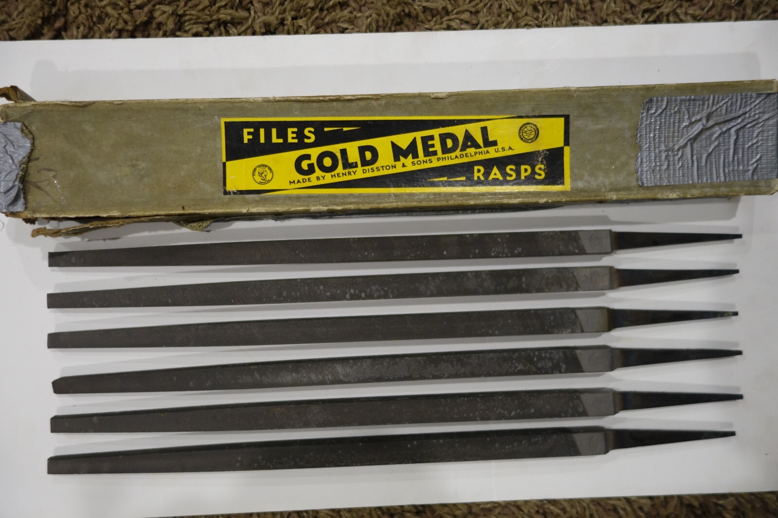 1 Vintage Henry Disston & Sons 14" Gold Medal Square Smooth File Made ...