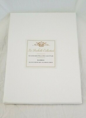 2 La Rochelle Collection 100% Bamboo White Standard Pillowcases (1 Pair ...