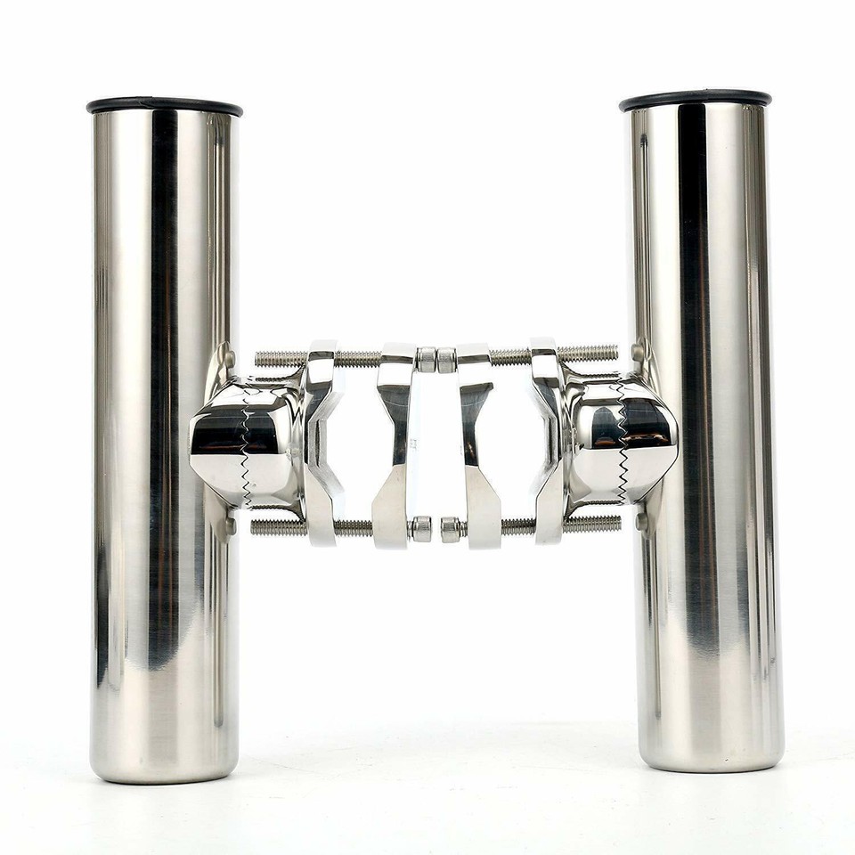 4PCS Stainless Steel Clamp on Fishing Rod Holder Rail Mount Rails 1-1/4 ...