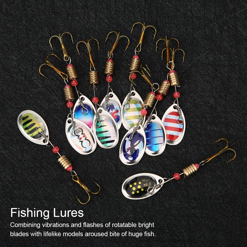 Set of 10 Fishing Lures Topwater Soft Hard Spinnerbait Set Bass Spoon ...