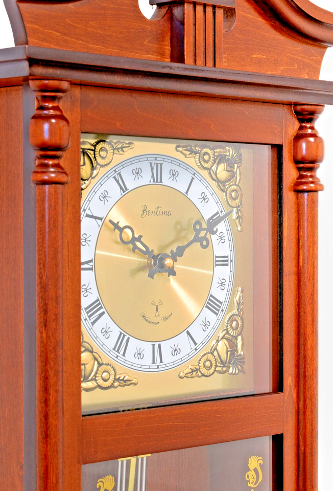 Bentima Wood Radio Controlled Pendulum Battery Chiming Wall Clock ...