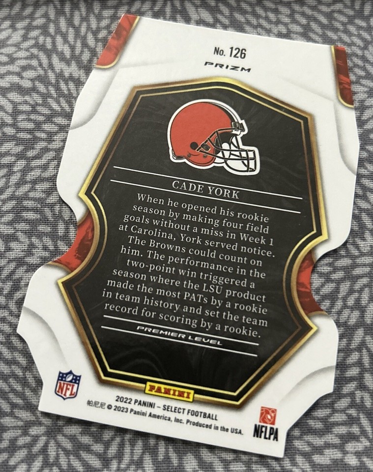 2022 Cade York Select Premier Level Silver Die Cut Rookie Card Browns ...