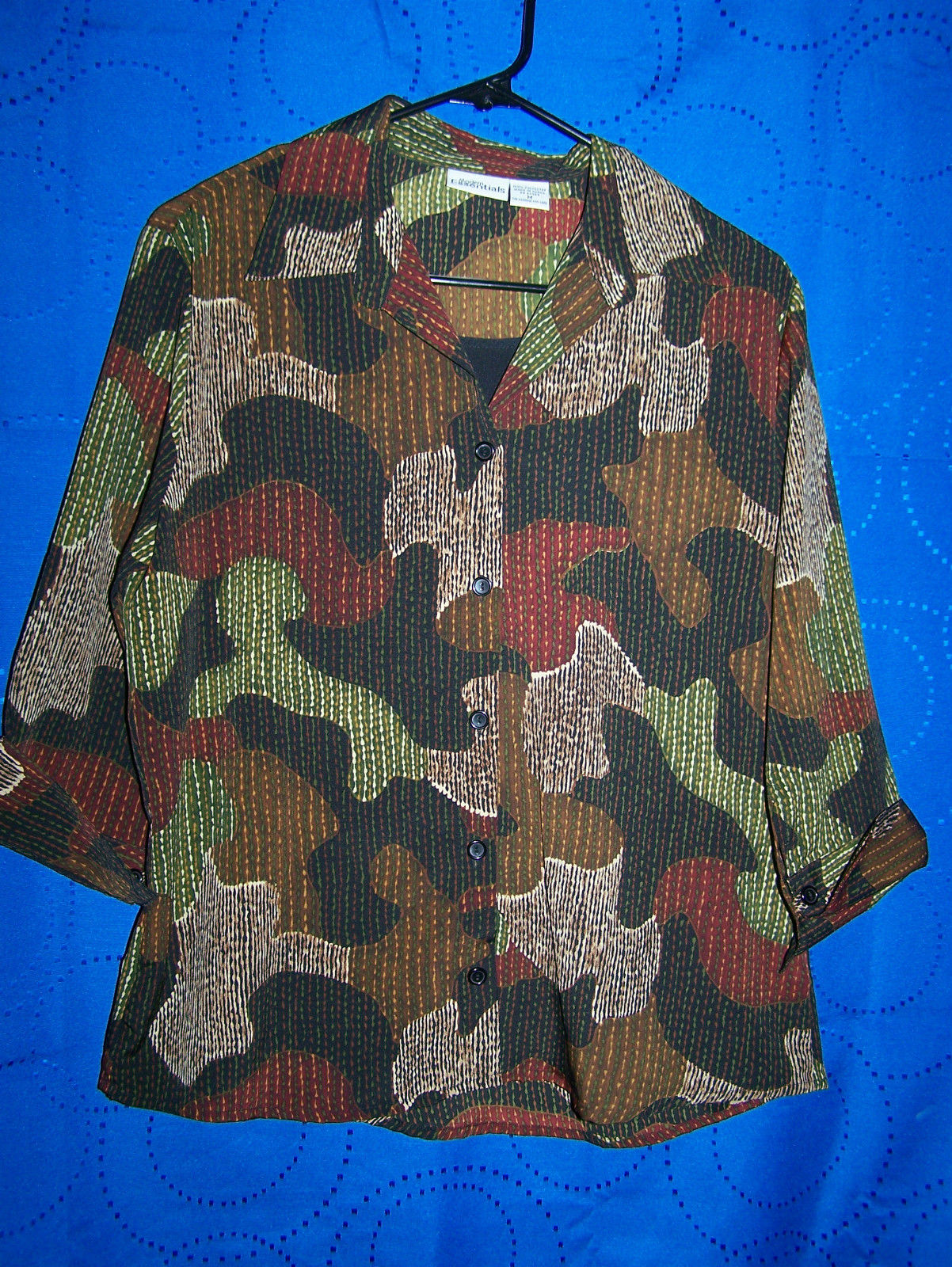 Womens MODERN ESSENTIALS Multi Colored Button Down Shirt w Inset Size M ...