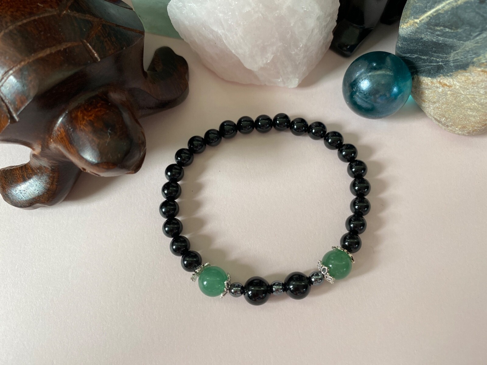 Positive Energy Bracelet w/ Black Tourmaline, Hematite and Green ...