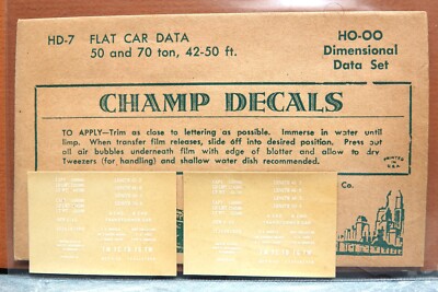 CHAMP HO SCALE FLAT CAR DATA DECAL SET # HD-7 | eBay