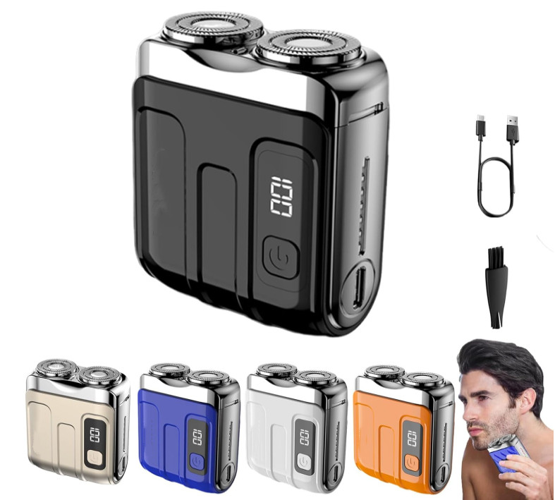 Portable Rotary Dual Ring Electric Shaver,Waterproof Mini Display Beard ...