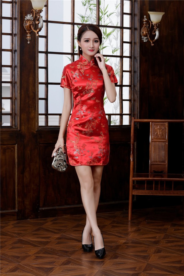 UK Stock Chinese Short Mini Vintage Evening Party Fancy Dress Qipao ...