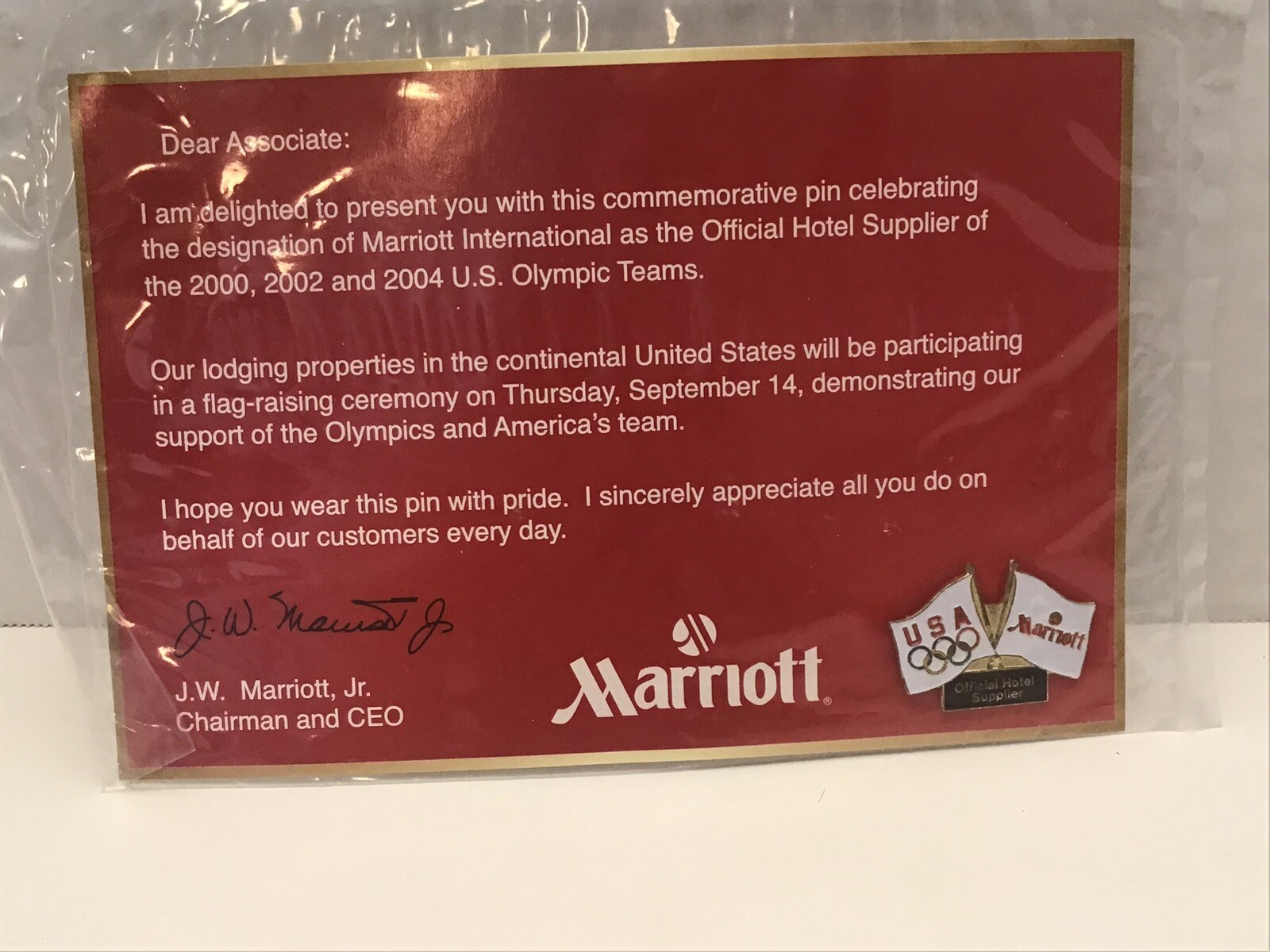 2002 Marriott Salt Lake City Olympic, Pin, Hotel Provider USA Rings, On ...