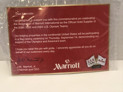 2002 Marriott Salt Lake City Olympic, Pin, Hotel Provider USA Rings, On ...