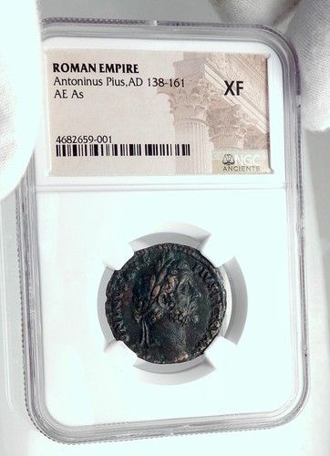 ANTONINUS PIUS Rome STATUE OF EMPEROR TEMPLE Ancient Roman Coin NGC ...
