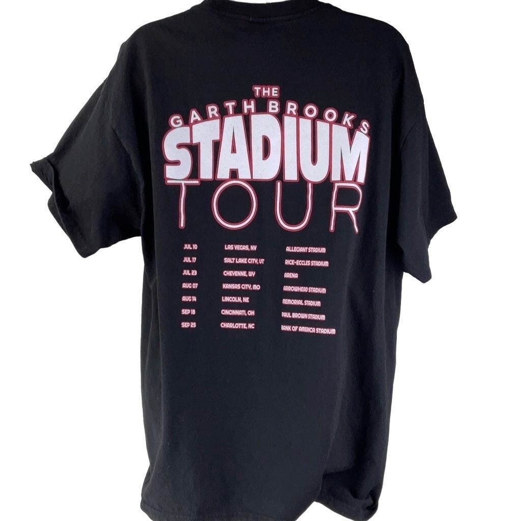 GARTH Brooks Stadium Tour Concert Tee Black Size XL - Gem