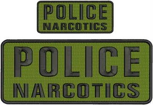 "POLICE NARCOTICS" embroidery patch 4x10 and 2x5 inches hook black ...