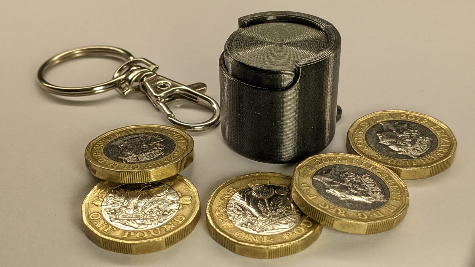 Spring Loaded £5 Pound Coin Dispenser Holder Stacker Key Chain | eBay