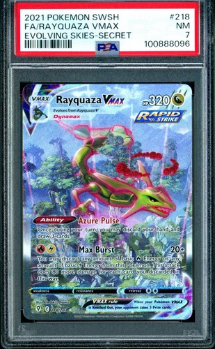 Pokemon 2021 Rayquaza VMAX 218/203 Alt Art Evolving Skies PSA7 CLEAN CARD | eBay