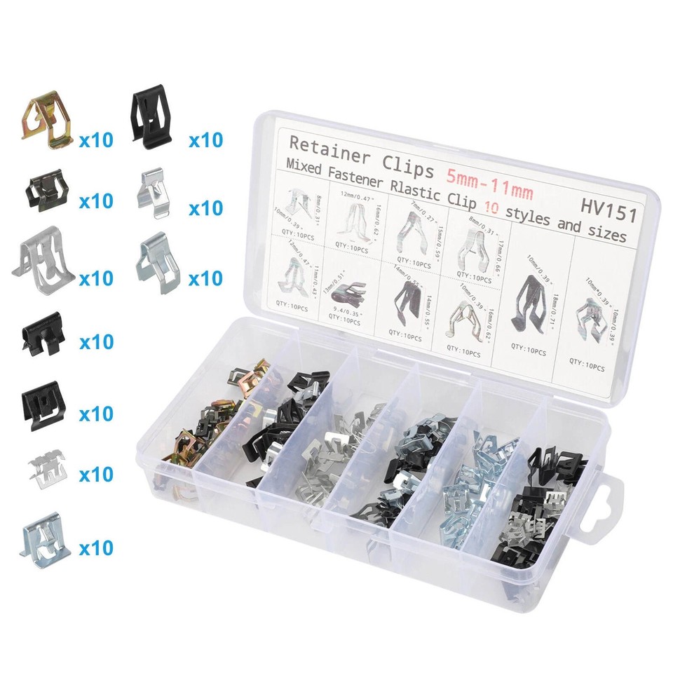 1Box/100pcs Metal Car Fastener Clips Trim Panel Spring U for Audi 4A0 ...