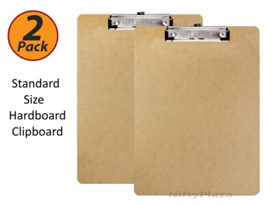2 Pack - Standard Size Hardboard Clipboard with Low Profile Clip School ...