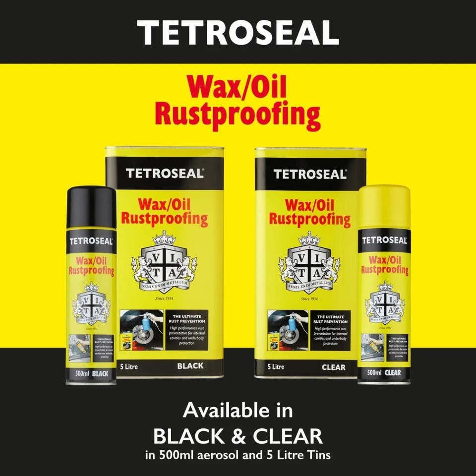 Tetroseal Wax Underseal Oil Clear - 500mL Aerosol Spray Easy ...
