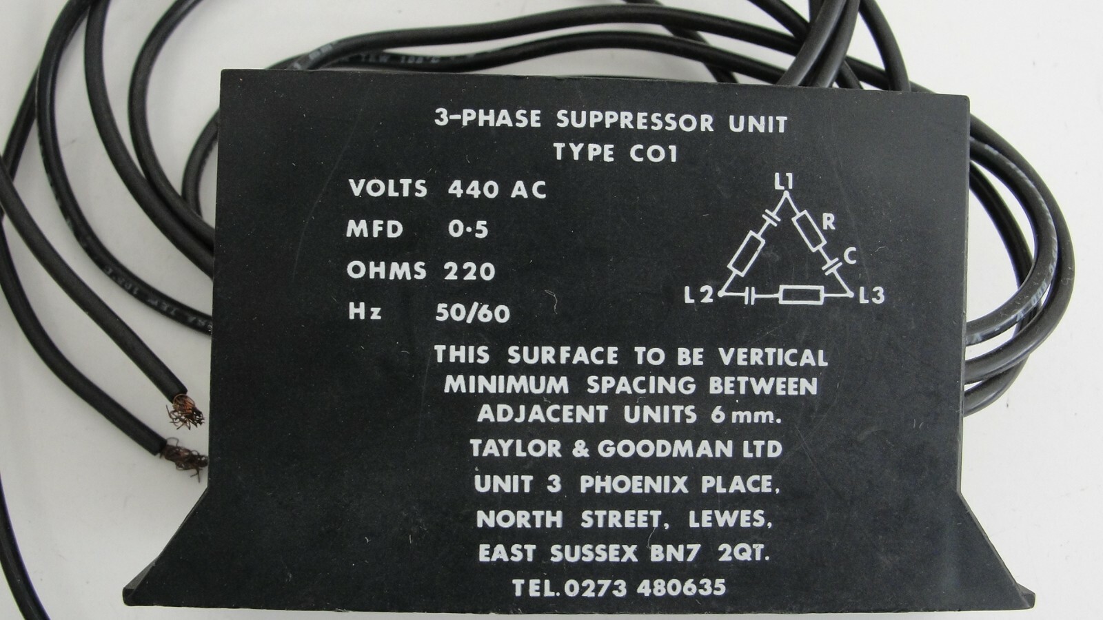 Taylor & Goodman 3 phase suppressor unit type C01 440vac MFD 0-5 220 ...