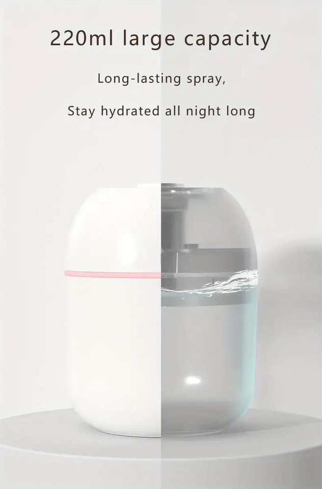 WHITE Portable Mini Humidifier 300ML - USB Desktop Humidifier 220ML USB ...