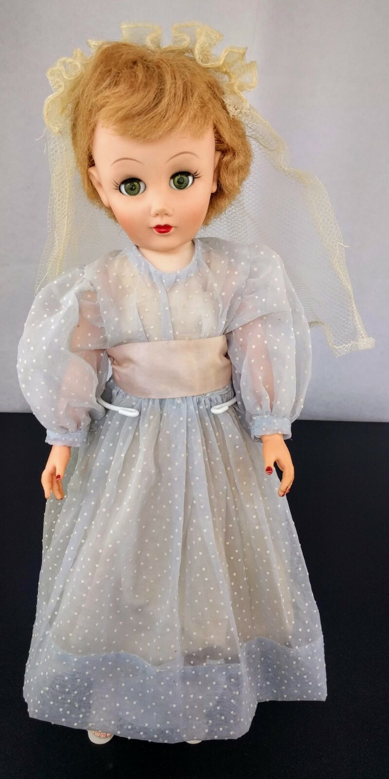VTG Eegee ? Doll 19" Blue Wedding Dress Green Sleepy Eyes Creepy ...