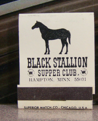 Rare Vintage Matchbook S4 Hampton Minnesota Black Stallion Supper Club ...