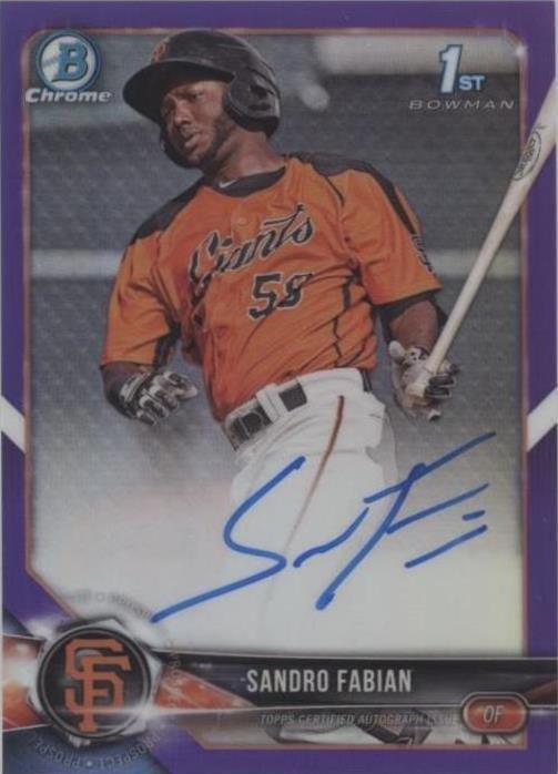 2018 Bowman - Chrome Prospect Autographs Sandro Fabian #CPA-SF Purple ...