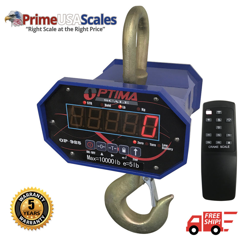 Optima Scales OP-925A 20,000 lb Heavy Duty Crane Scale LED Bright ...