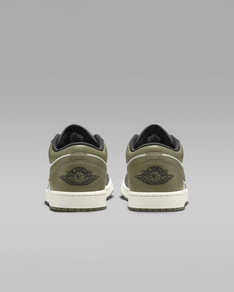 Nike Air Jordan 1 Low Shoes Black White Medium Olive 553558-092 Men's ...