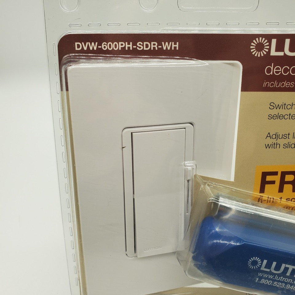 LUTRON Diva Duo Dimmer Switch 600W White DVW-600PH w/Free 6-in-1 ...