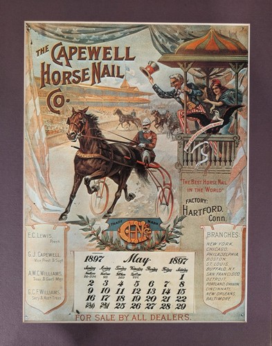 1975 Reprod 1897 Capewell Horse Nail Calendar Print May Uncle Sam Horse ...