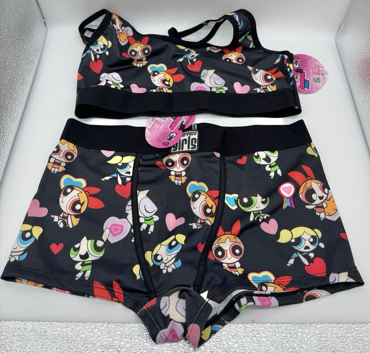 Power Puff Girls Boxer + Sport Bra Top/Bottom Set Size M NWT Cartoon ...