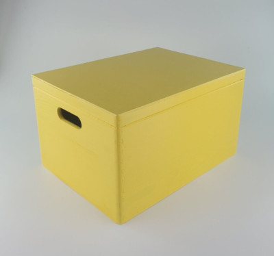 Large Wooden Box/Toy Box With Handles, Hand Painted in Yellow Color ...