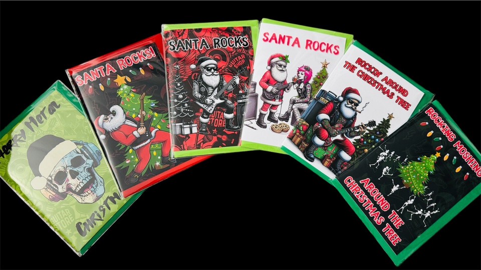 Santa Rocks Christmas Card - Heavy Metal Rock N Roll Music Xmas Santa ...