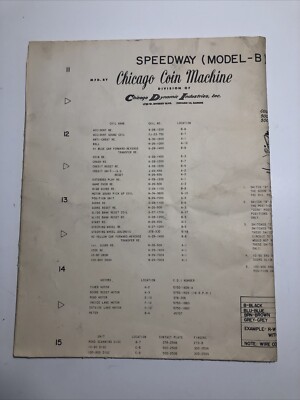 Chicago Coin Speedway Arcade Machine Schematic Wiring Diagram | eBay
