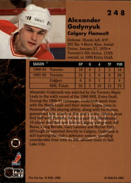 1991-92 Parkhurst Calgary Flames Hockey Card #248 Alexander Godynyuk ...