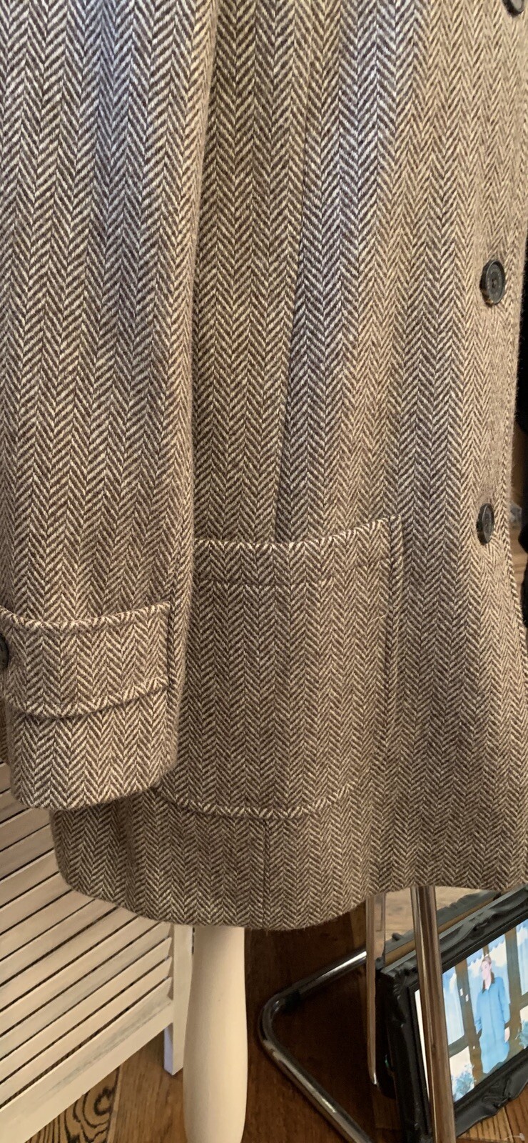 New Ladies Abraham Moon Beige /Camel Pure Wool Herring Bone Tweed 34 ...