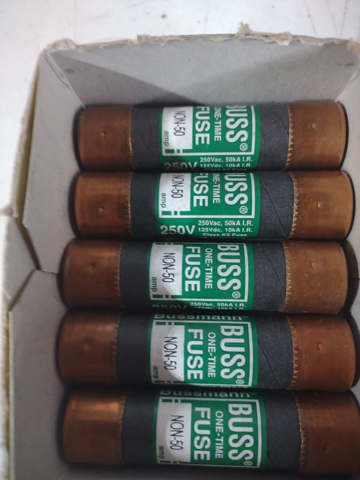 6 NON-50 Buss Fuses Bussman Master Electrician One-Time 50 Amp 250V ...