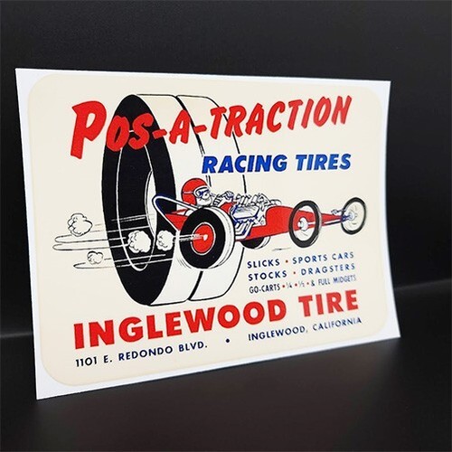 POS-A-TRACTION RACING TIRES Vintage Style DECAL, Vinyl STICKER, hot rod ...