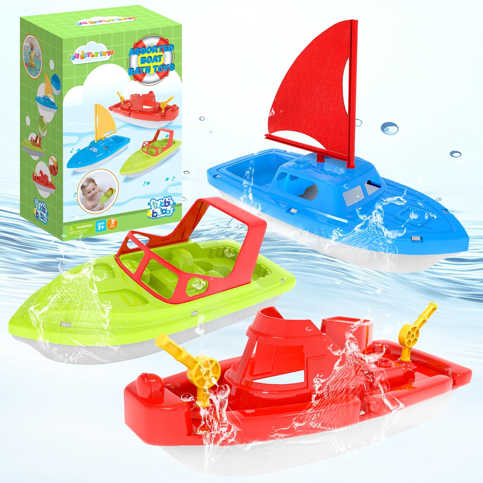 Toy Boats, 3 PCS Bath Toy Boat for Kids Explore Learn Play with Toy ...