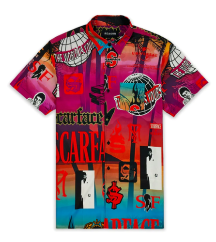 New Reason X Scarface Tony Montana 80's Button Up Dress Shirt Men's ...